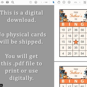 500 Father's Day Bingo Cards Pdf Download, 1, 2, and 4 per Page, Orange ...