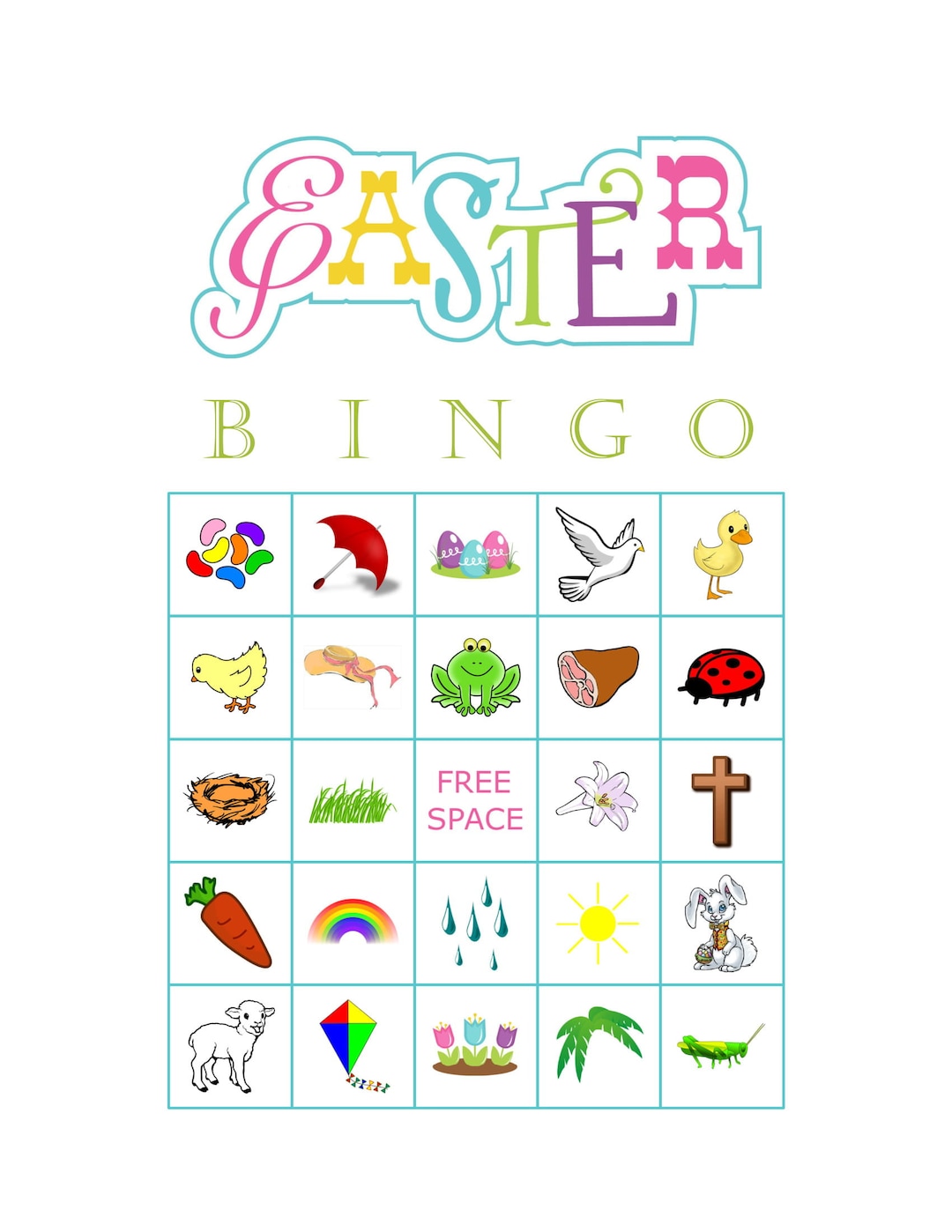 Easter Bingo Cards, 100 Cards, 1 per Page, Instant Pdf Download - Etsy