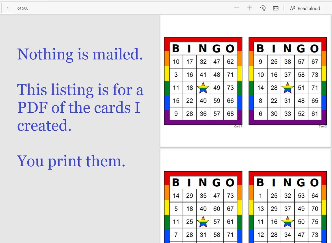 1000 Rainbow Bingo Cards Pdf Download 1 2 4 and 6 per - Etsy