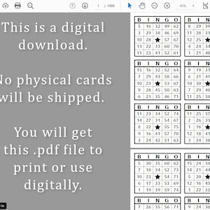 6000 Bingo Cards Pdf Download, 6 per Page, Instant Printable Fun Party ...