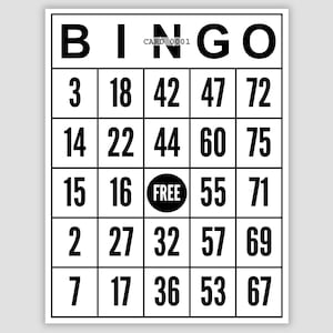 1000 Jumbo Bingo Cards Pdf Download 1 per Page Instant - Etsy