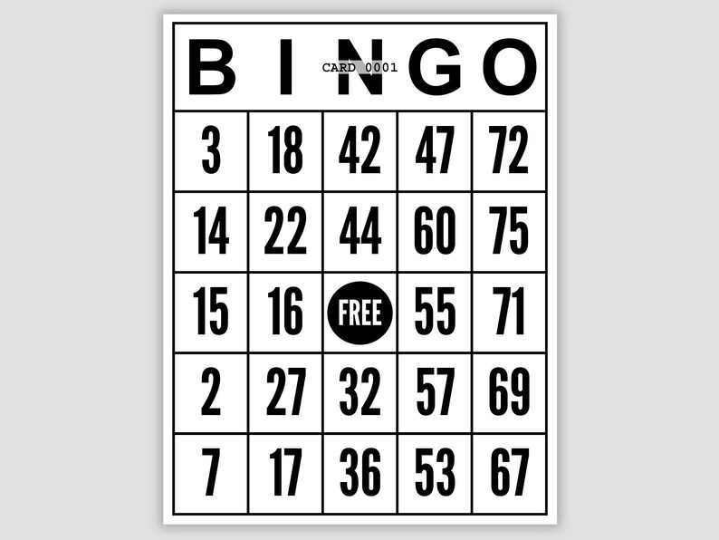 1000 Jumbo Bingo Cards Pdf Download 1 per Page Instant - Etsy
