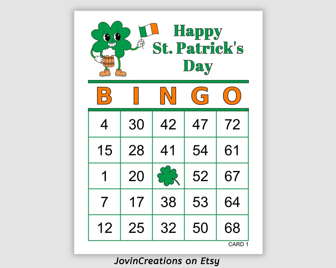 500 St. Patrick's Day Bingo Cards, 1, 2, and 4 per Page, Instant ...