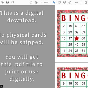 600 Holiday Bingo Cards Pdf Download, 1, 2, 4, and 6 per Page, Instant ...