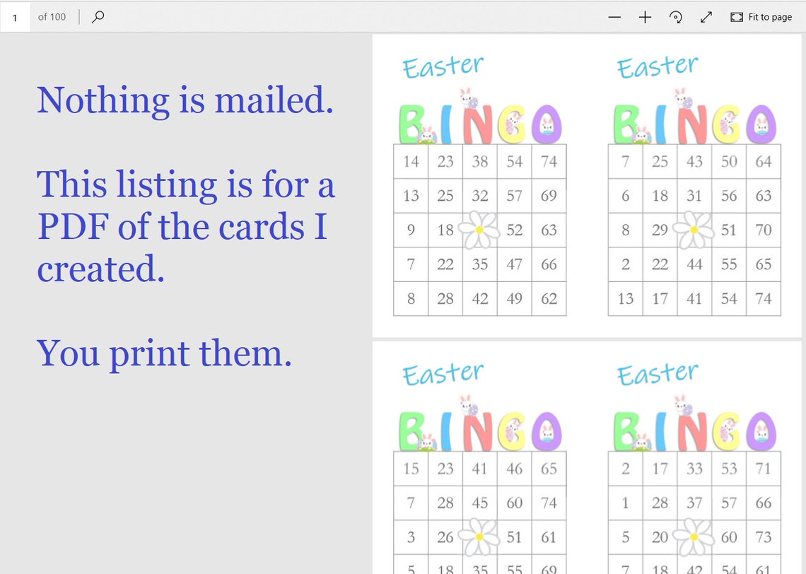 200 Easter Bingo Cards Pdf Download, 1 and 2 per Page, Instant ...