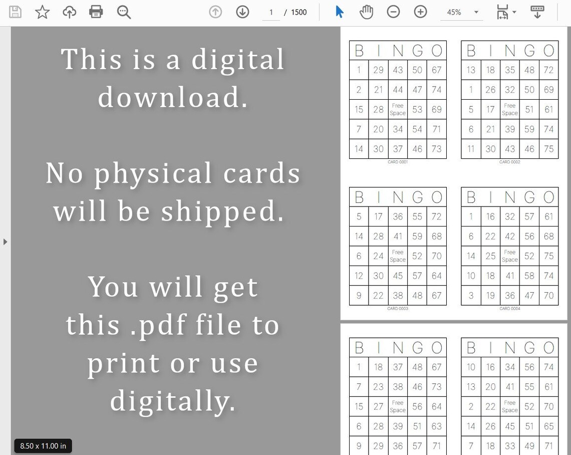 6000 Bingo Cards Pdf Download, 1, 2, 4, and 6 per Page, Ink Saving ...