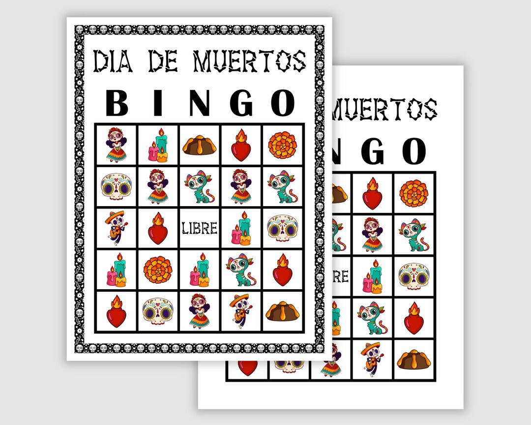 50 Día De Muertos Picture Bingo Cards Pdf Download, 1 and 2 per Page ...