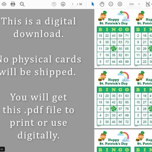 100 St. Patrick's Day Bingo Cards Pdf Download, 1 and 2 per Page ...