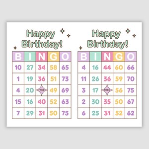 200 Birthday Bingo Cards Pdf Download, 2 per Page, 75 Call, Instant ...