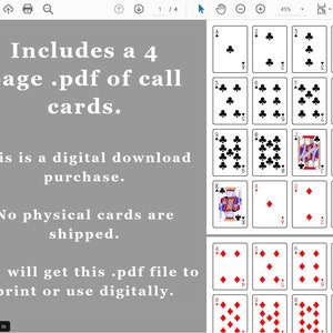 100 Poker Bingo Cards Set 3, 4 Colors, Pdf Download, Instant Printable ...