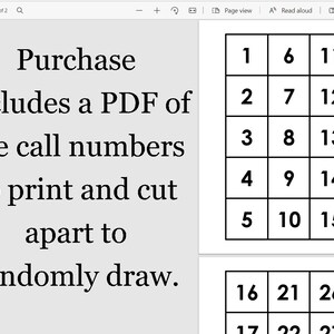 30 Call Speed Bingo Cards, 1002 Printable Cards, 6 per Page, Instant ...