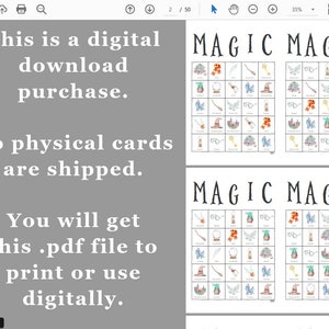 100 MAGIC Picture Bingo Cards Pdf Download, 75 Call, 1 and 2 per Page ...
