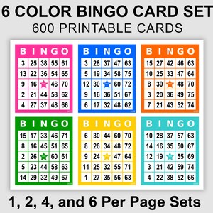 600 Bingo Cards Pdf Download, 1, 2, 4, and 6 per Page, Instant ...