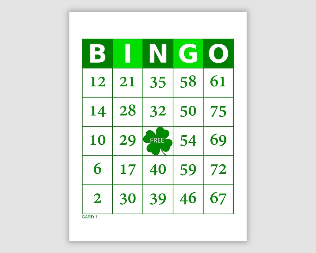 1000 St. Patrick's Day Bingo Cards, 1, 2, and 4 per Page, Instant ...