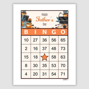 500 Father's Day Bingo Cards Pdf Download, 1, 2, and 4 per Page, Orange ...