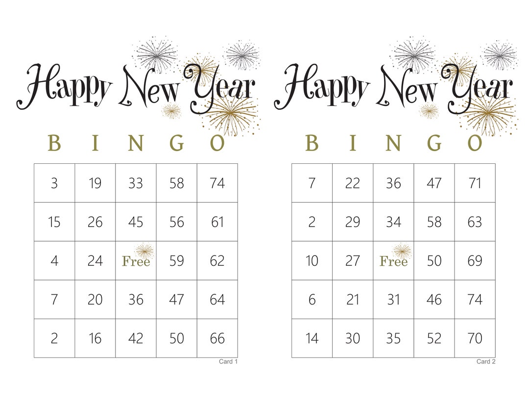 200 Happy New Year Bingo Cards Pdf Download Prints 2 per - Etsy