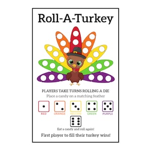 Roll A Turkey Dice Game Pdf Download, 1 and 2 per Page, Instant ...