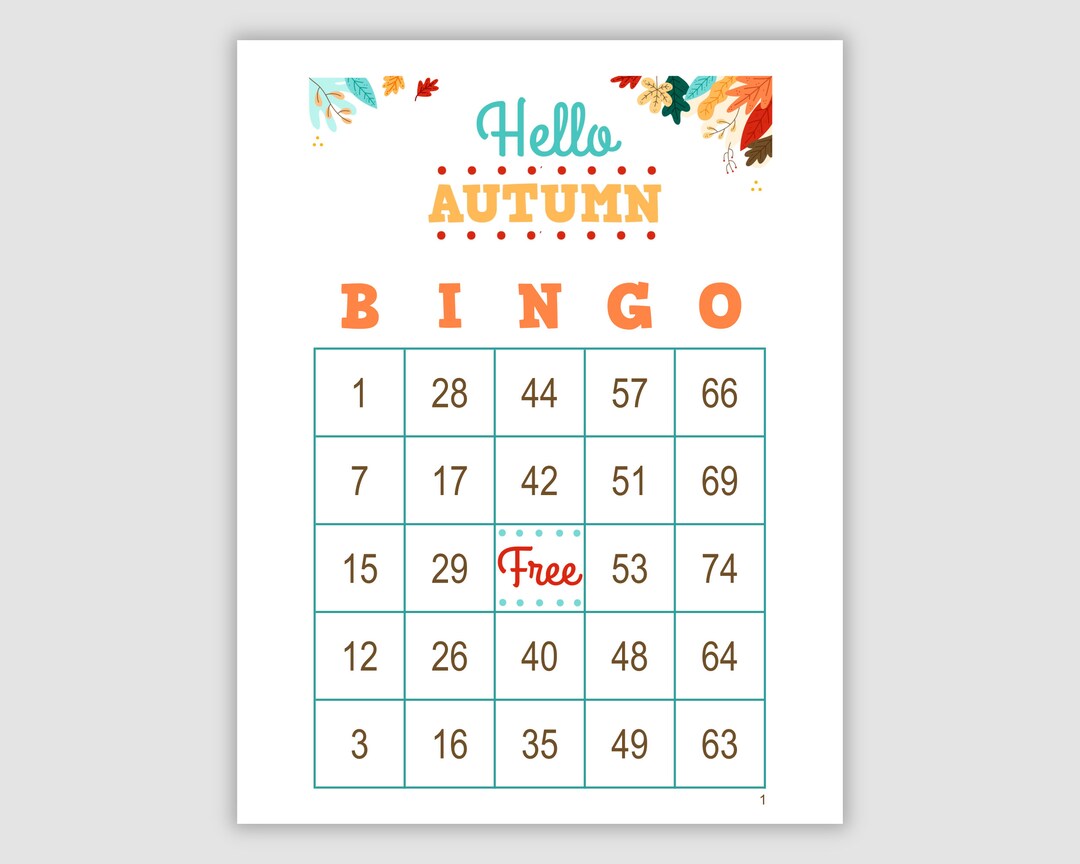 1000 Autumn Bingo Cards Pdf Download, 1 per Page, Instant Printable Fun ...