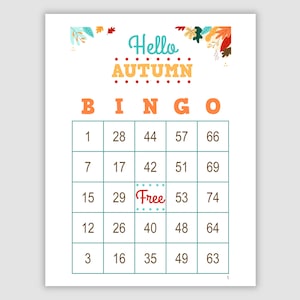 1000 Autumn Bingo Cards Pdf Download, 1 per Page, Instant Printable Fun ...