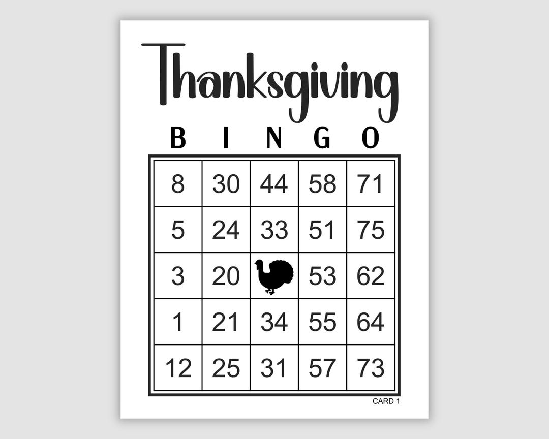 500 Thanksgiving Bingo Cards PDF Download, 1, 2, 4, 6, and 9 per Page ...