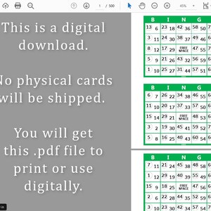 1000 Double Bingo Cards Pdf Download, 1, 2, and 4 per Page, Instant Printable Fun Party Game ...