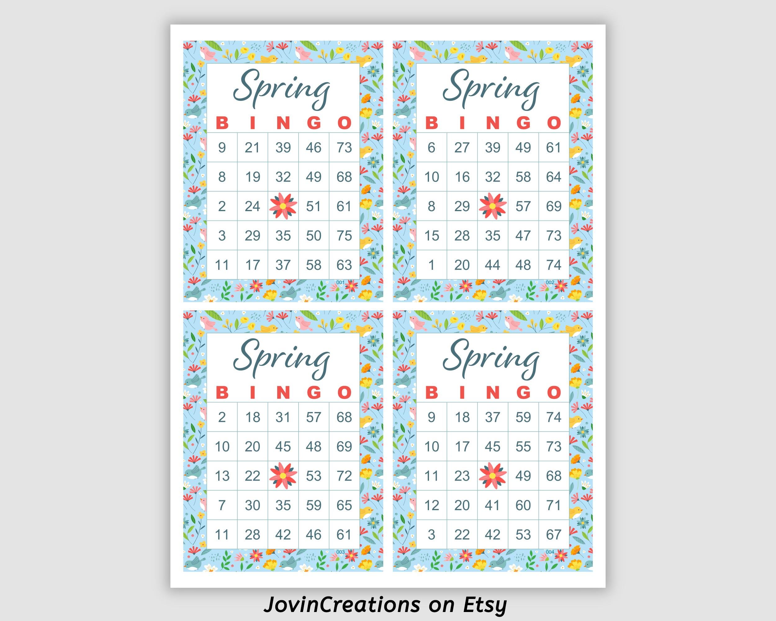 500 Spring Bingo Cards, Instant Pdf Download, Prints 1, 2, and 4 per ...