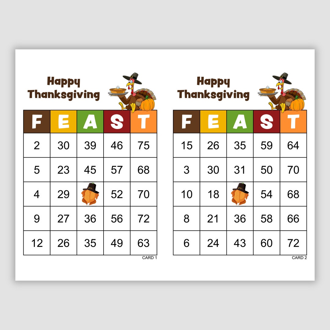 1000 FEAST Bingo Cards, 1, 2, and 4 per Page, Pdf Download, Fun ...