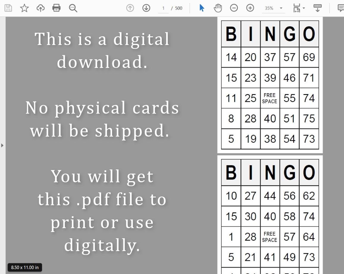 500 Jumbo Bingo Cards Pdf Download Easy Read Large Print Bingo Cards ...