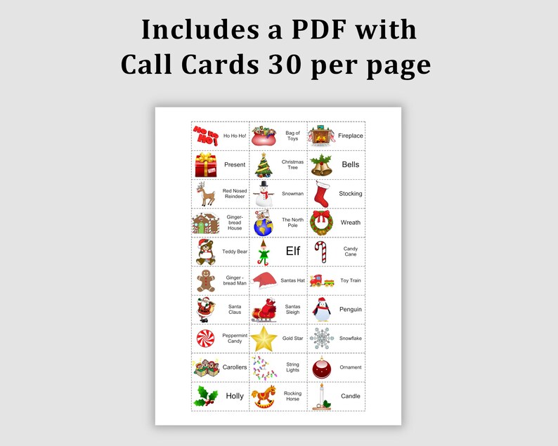 50 Christmas Bingo Cards Pdf Download, 1 and 2 per Page, Printable ...
