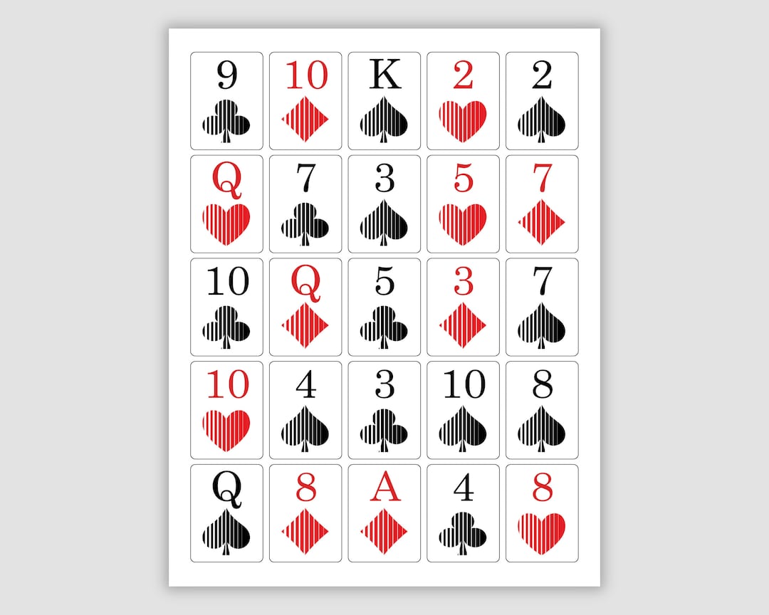 200 Large Print Poker Bingo Cards Set 1, Pdf Download, Instant ...