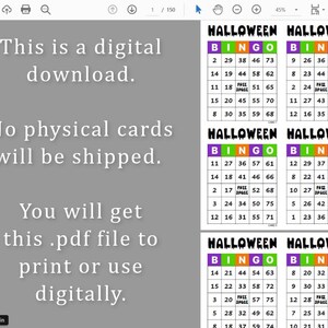 600 Halloween Bingo Cards PDF Halloween Bingo Print Out Printable Bingo ...