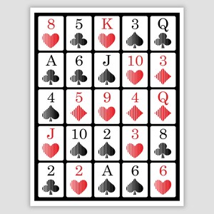 100 Poker Bingo Cards, Large Print, 4 Colors, Pdf Download, Instant ...