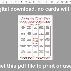 100 Thanksgiving Bingo Cards Pdf Download, 1 and 2 per Page, Instant ...