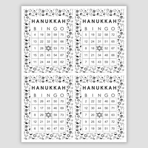 200 Hanukkah Bingo Cards Pdf Download, 1, 2, and 4 per Page, Instant ...