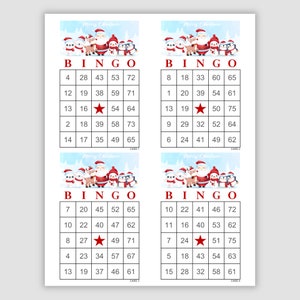 1000 Christmas Bingo Cards Pdf Download, 4 per Page, Instant Printable ...