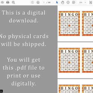 600 Fall Plaid Bingo Cards Pdf Download, 1, 2, 4, and 6 per Page ...