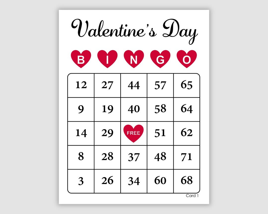 1000 Valentines Day Bingo Cards Pdf Download, 1, 2, and 4 per Page ...