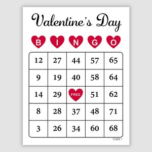 500 Valentine’s Day Bingo Cards Pdf Download, 1, 2, and 4 per Page ...