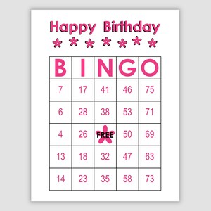 100 Birthday Bingo Cards Pdf Download 1 per Page 75 Call - Etsy