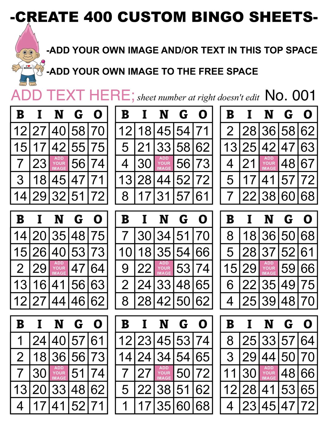 Editable Bingo Template 3600 Cards 400 Sheets With 9 Cards - Etsy