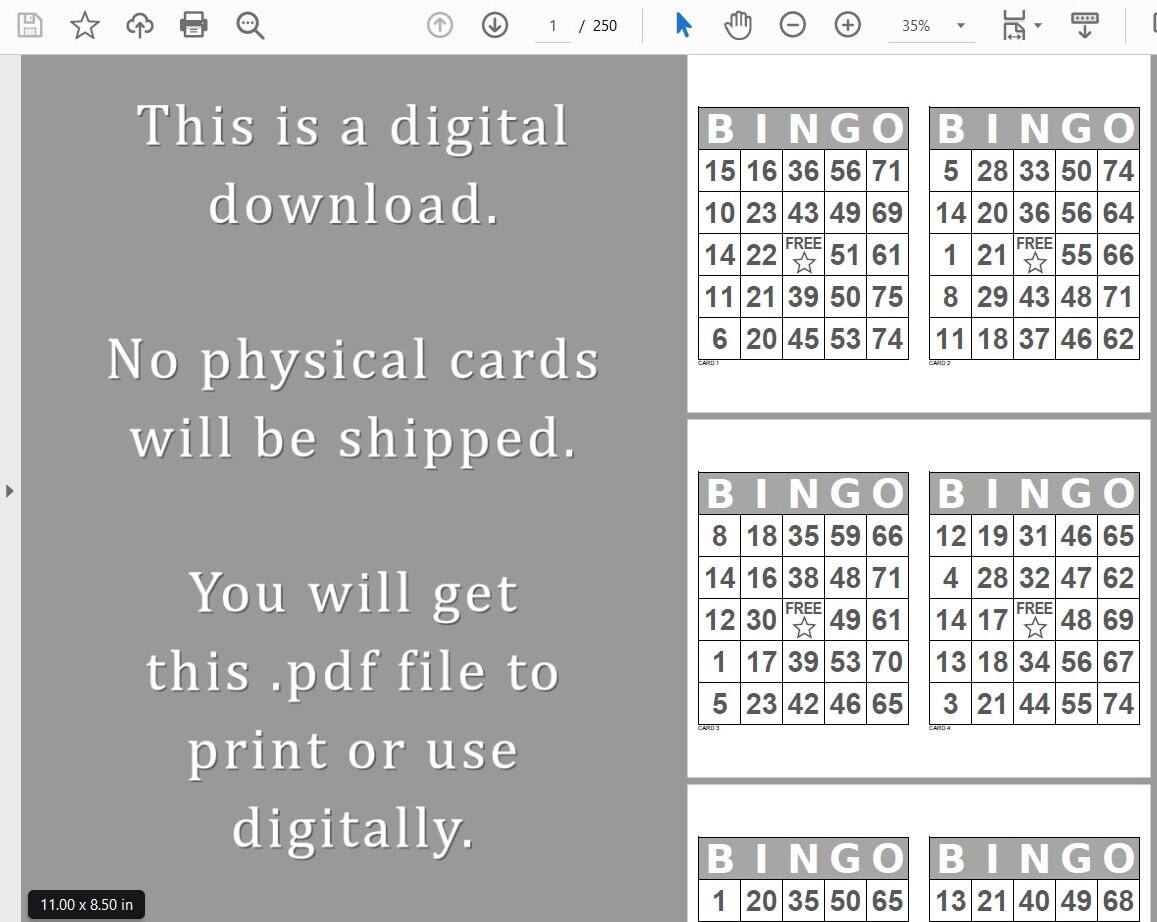 500 Bingo Cards Pdf Download, 1, 2, and 4 per Page, Jumbo Large Print ...
