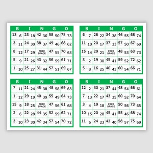 1000 Double Bingo Cards Pdf Download, 1, 2, and 4 per Page, Instant ...