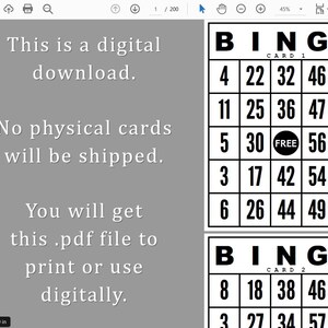 1400 Jumbo Bingo Cards Pdf Download, 1 per Page, 7 Colors, Instant ...