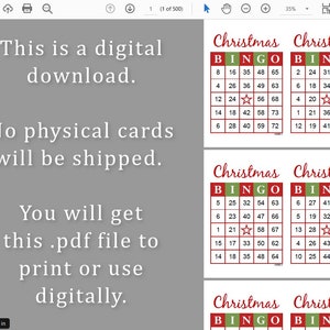 1000 Christmas Bingo Cards, 1, 2, and 4 per Page, Pdf Download, Instant ...