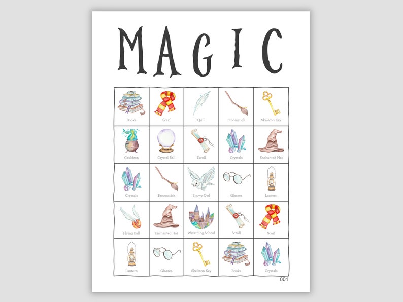 100 MAGIC Picture Bingo Cards Pdf Download 75 Call 1 and 2 - Etsy