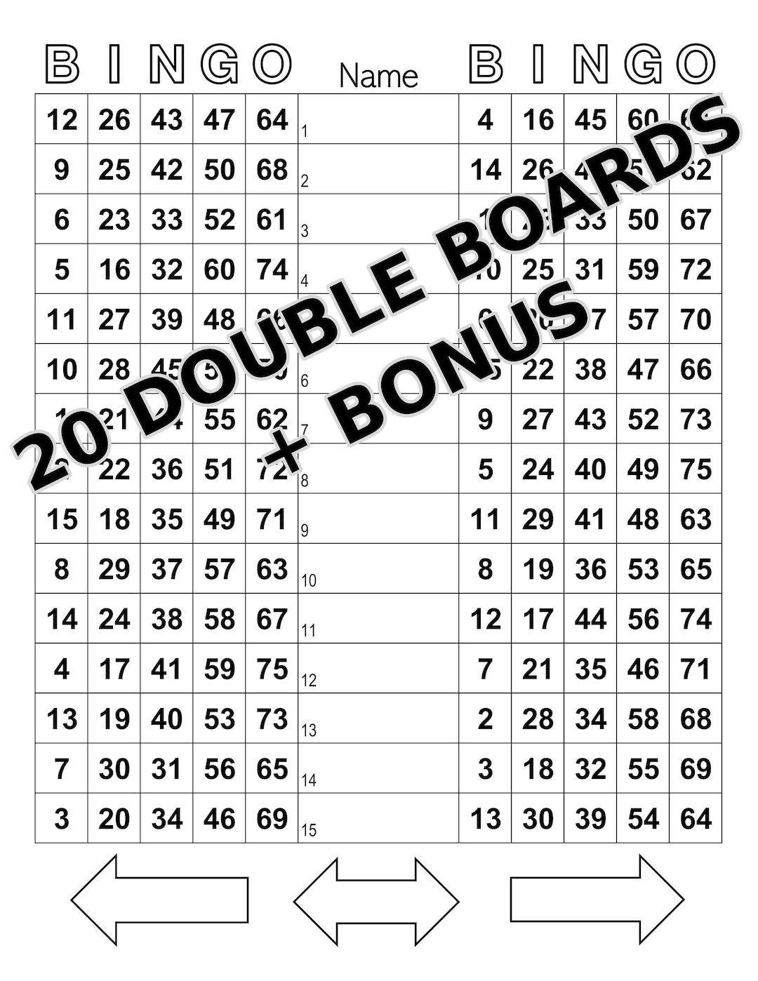 20 Board Bundle, Double Bingo Boards, Immediate Printable PDF Download ...