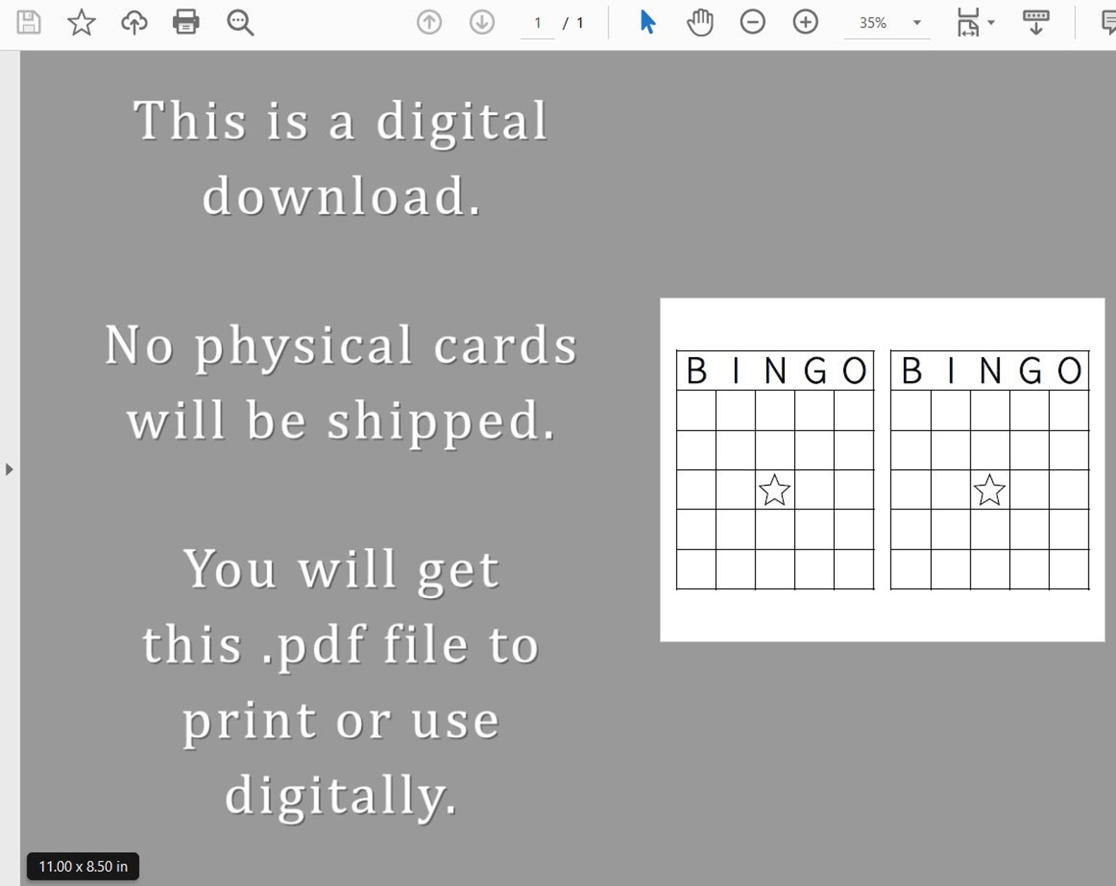 Blank Bingo Card Template, Prints 1, 2, 4, 6, and 9 per Page, Instant ...