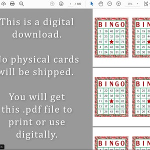 1200 Holiday Bingo Cards Pdf Download, 1, 2, 4, and 6 per Page, Instant ...