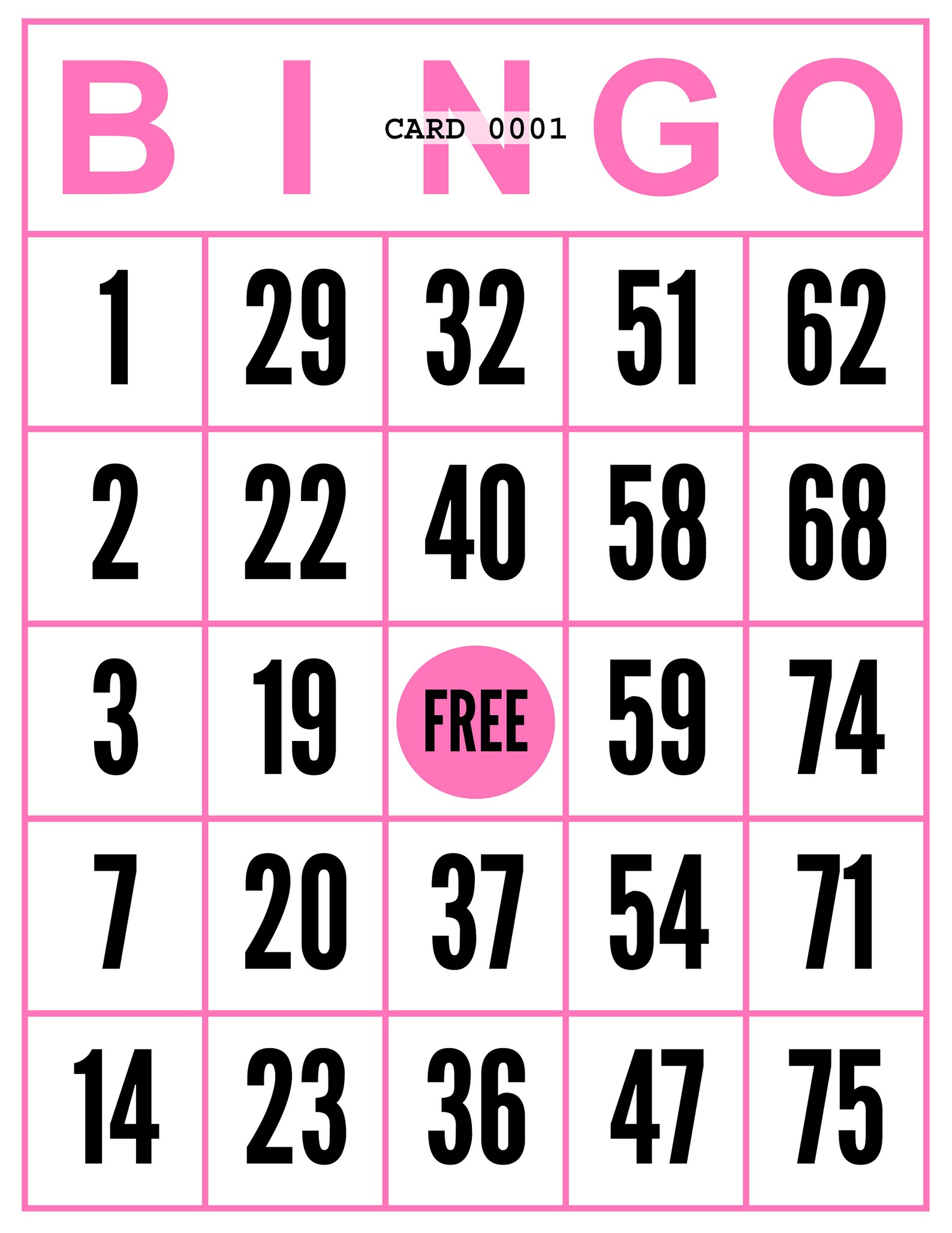 1000 Jumbo Bingo Cards Pdf Download 1 per Page Instant - Etsy