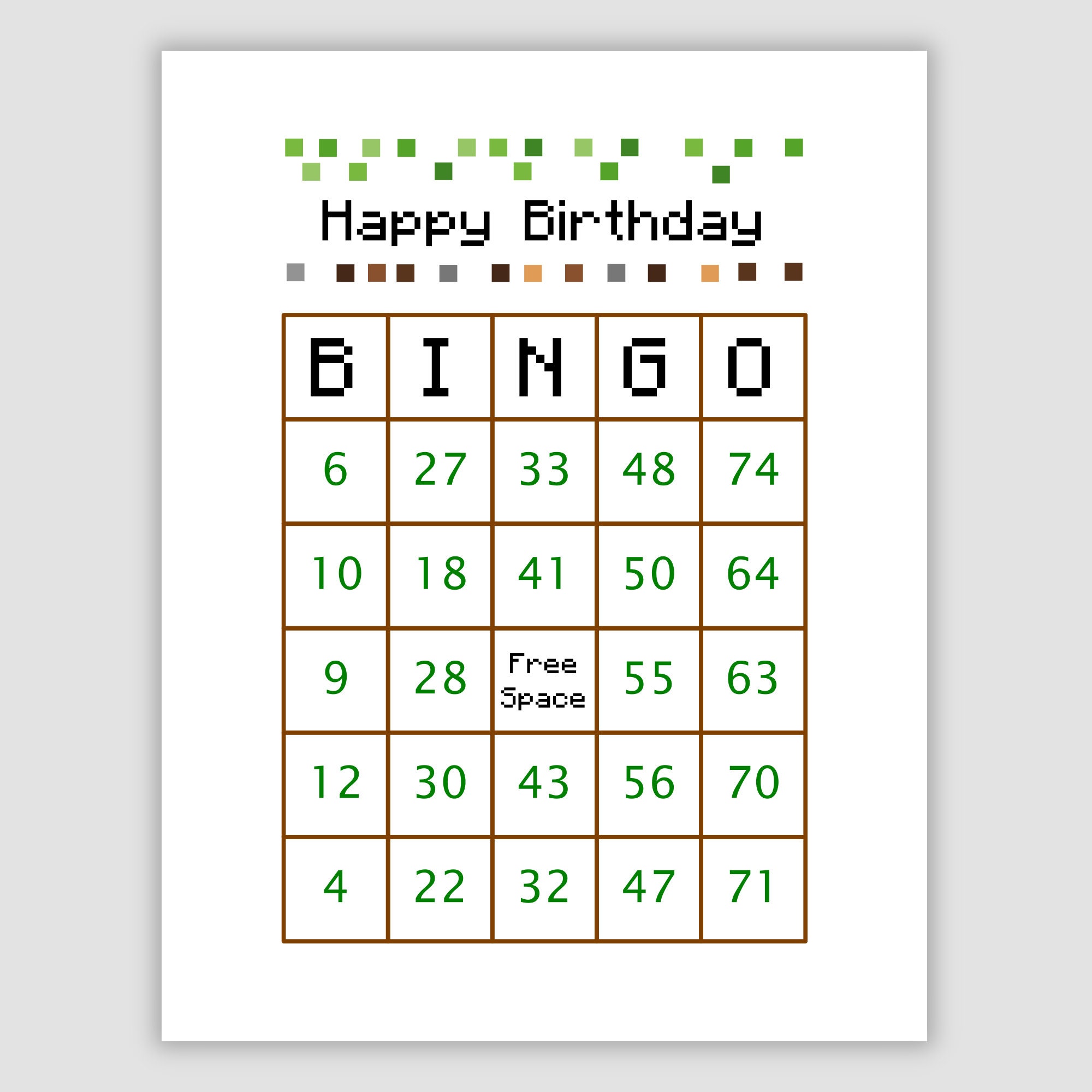 100 Birthday Bingo Cards Pdf Download, 1 per Page, Instant Printable ...
